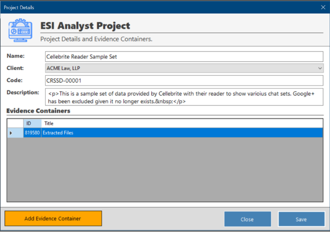 CloudNine Analyst: Managing Projects within ESI Desktop